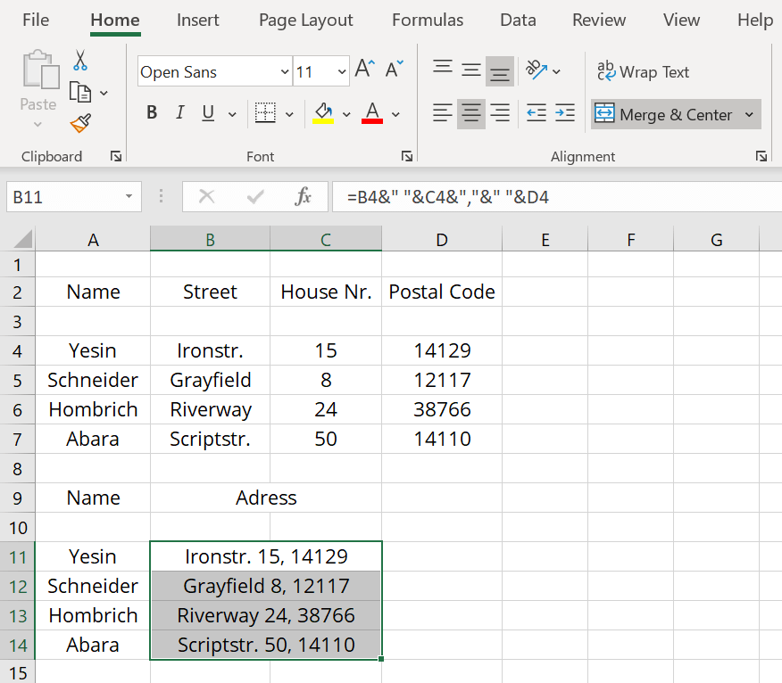 How to merge cells in Excel | Combine columns in a few simple steps - IONOS