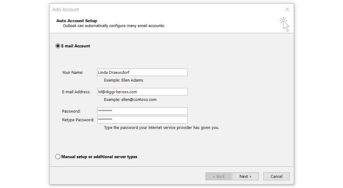 Outlook: Add account - IONOS UK