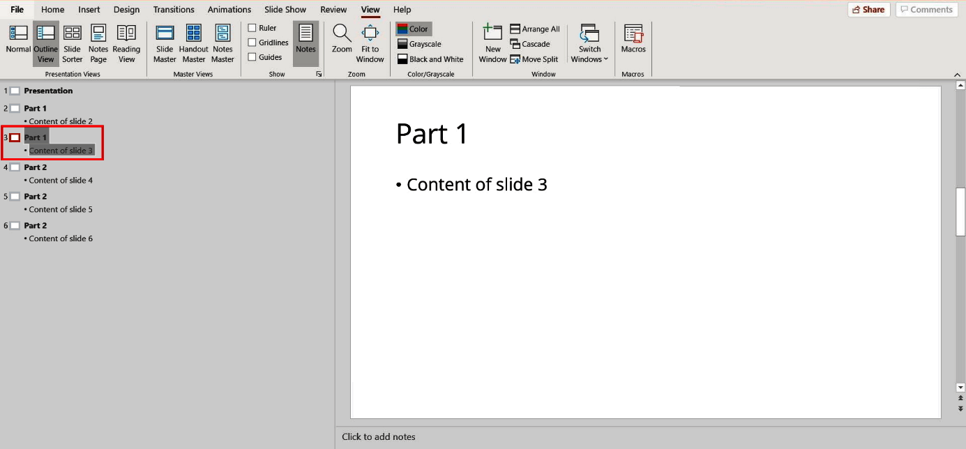 PowerPoint: structure a presentation using Outline View - IONOS UK