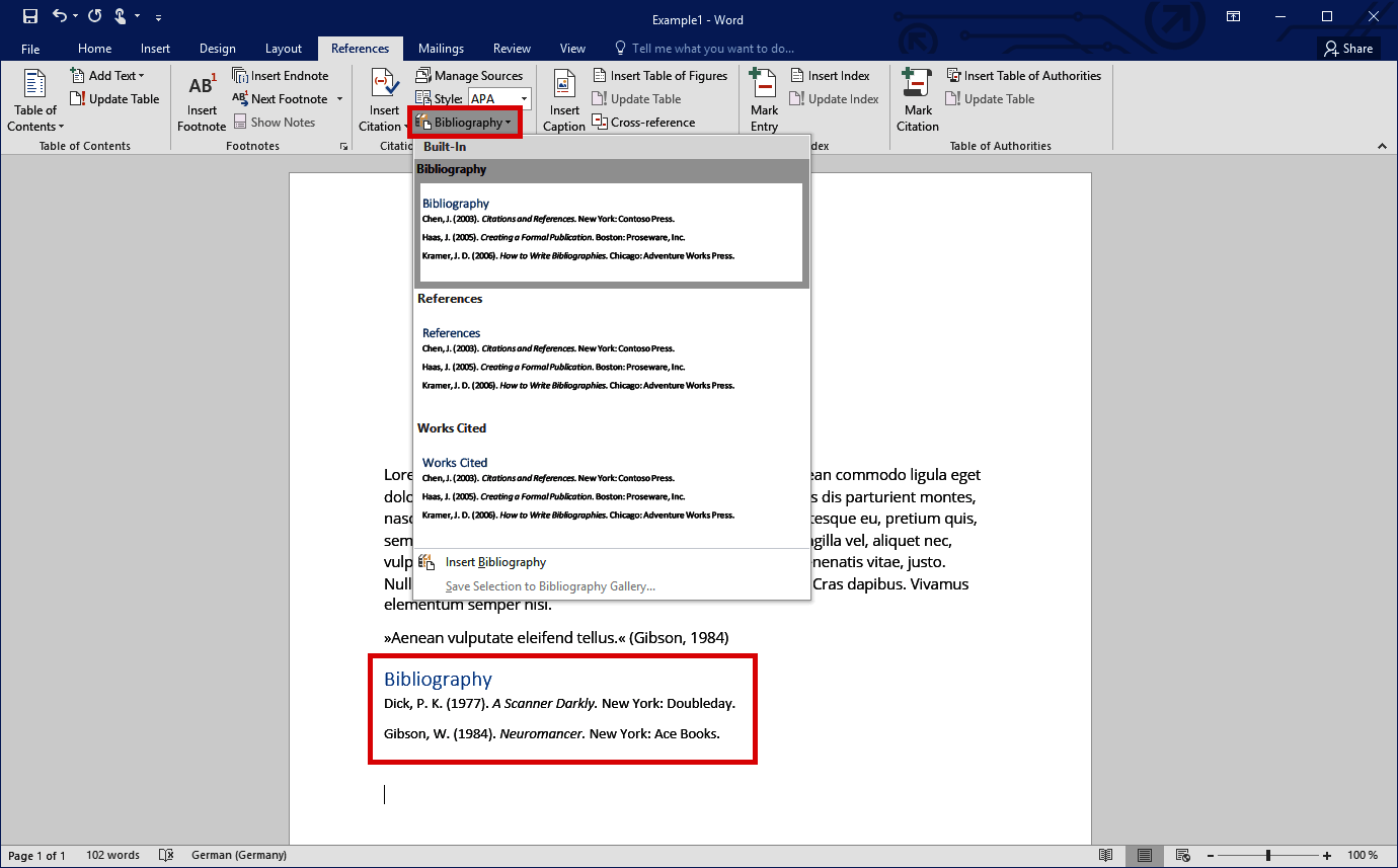 Word: Bibliography, citations, references | A how to guide - IONOS UK