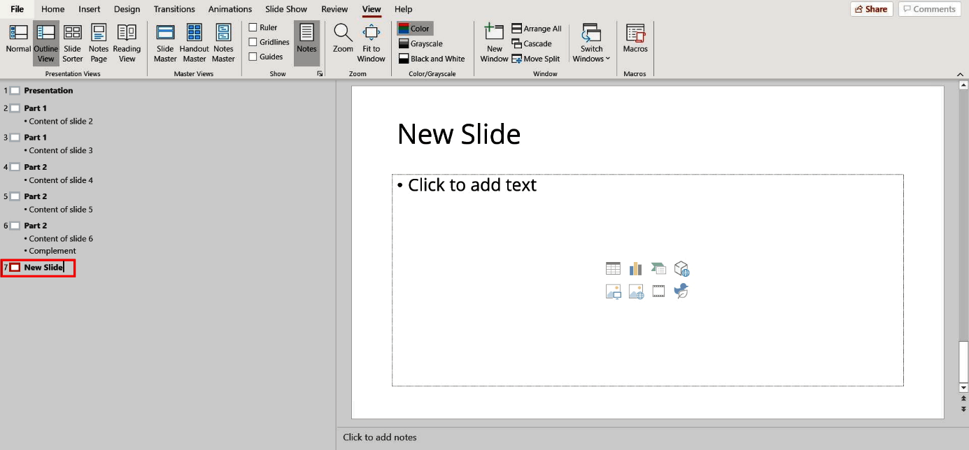 PowerPoint: structure a presentation using Outline View - IONOS UK