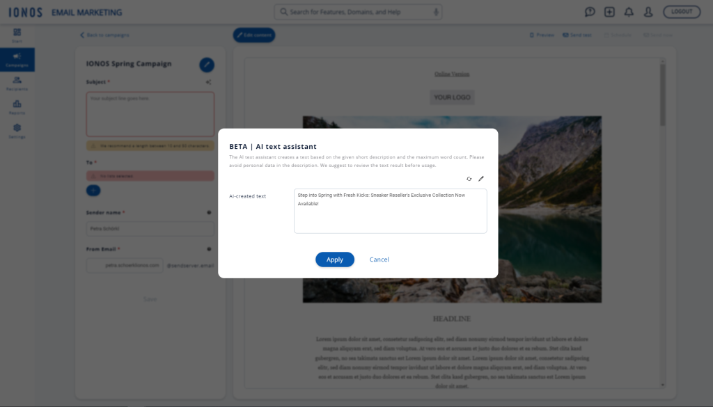 IONOS launches AI-supported Email Marketing solution - IONOS Newsroom (UK)
